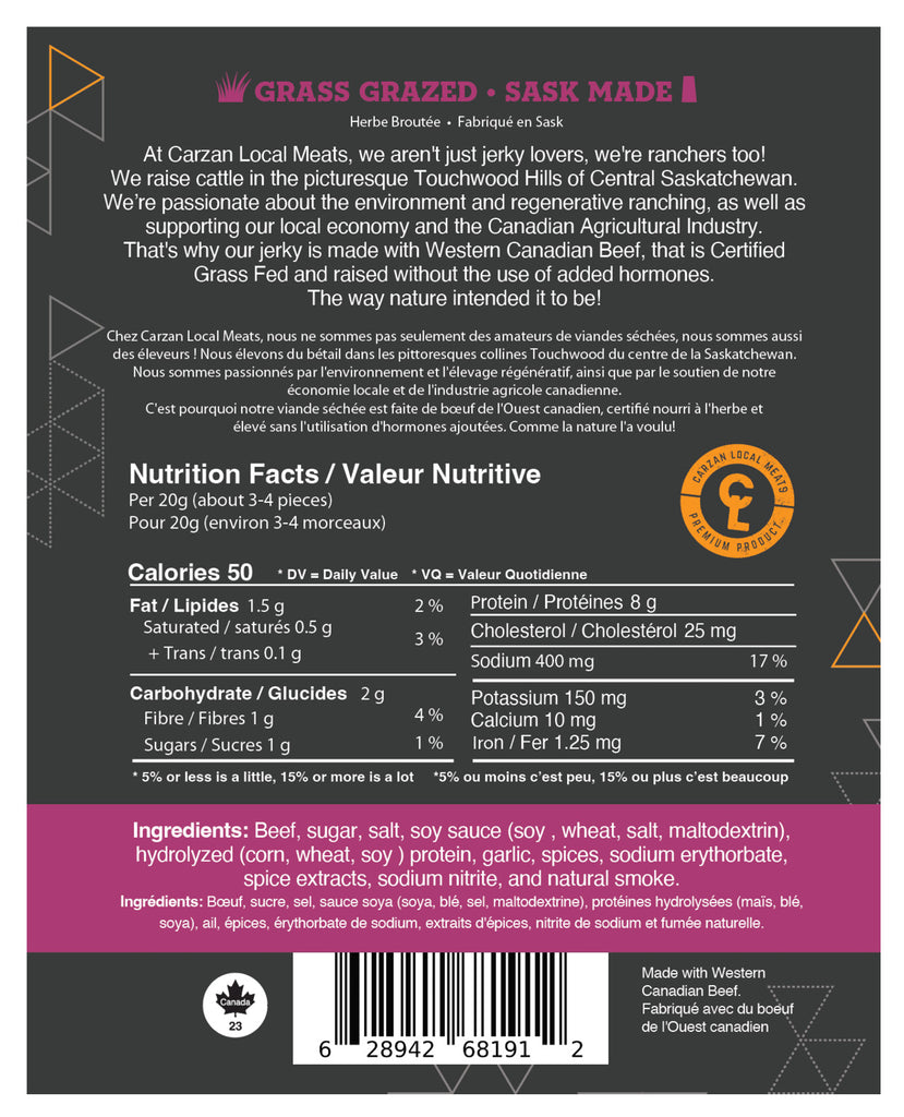 Ginger Beef Jerky – Carzan Local Meats